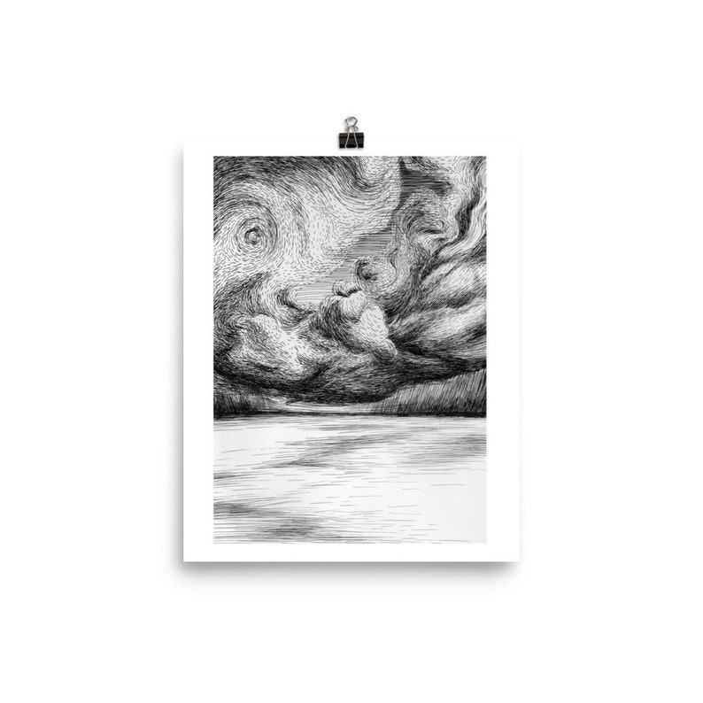 Ink Skyscape Landscape Illustration Drawing Sketch Clouds Storm Stormy ...