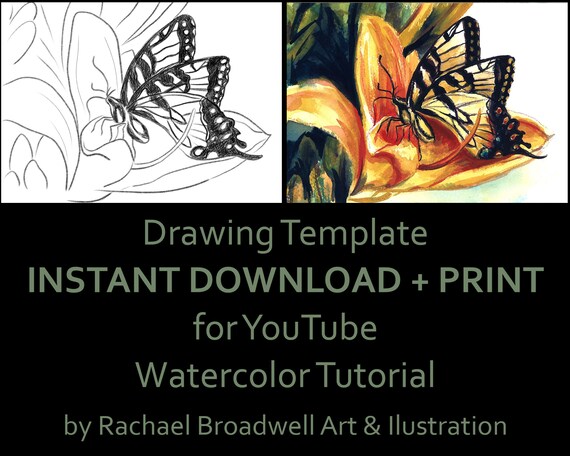 Swallowtail Butterfly Template Transfer for Watercolor | Etsy
