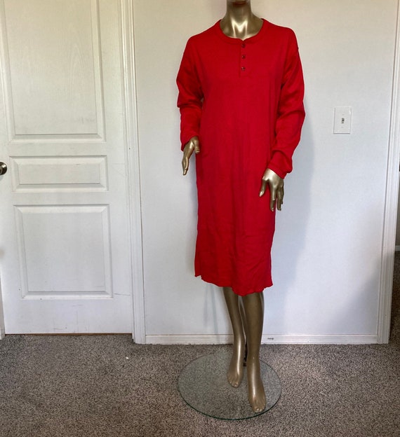 Vintage Red Nightshirt Size M/L Cotton Blend Stretchy Cozy | Etsy