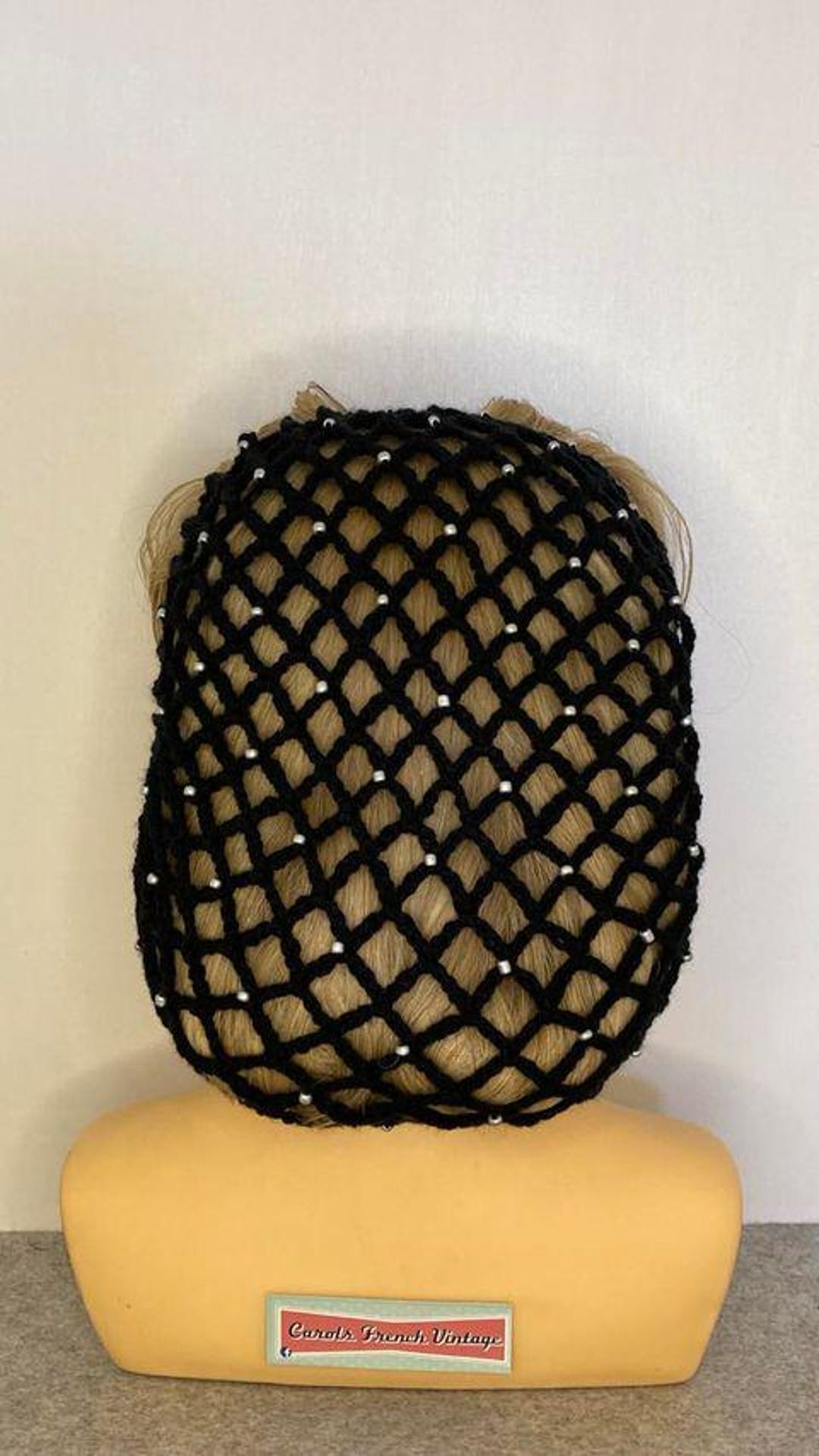 NEW !! Beaded Thicker Handmade Crochet Snood /hairnet/filet à Cheveux ...