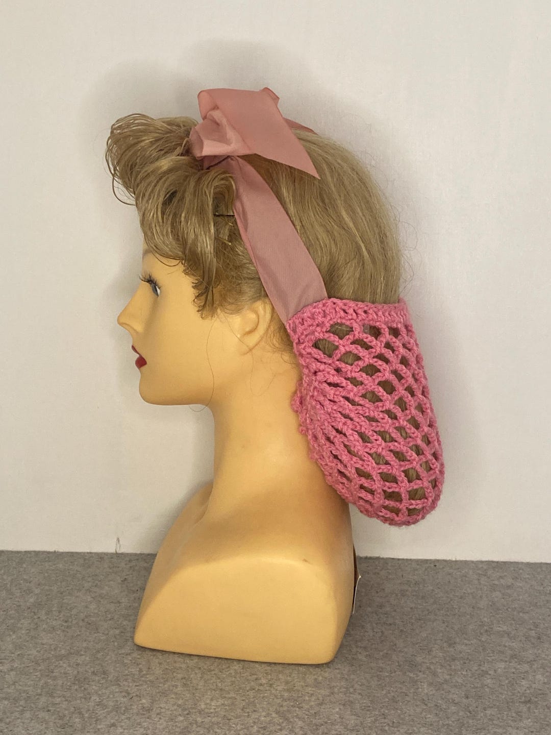 Handmade Crochet Half Snood With Ribbon in Dark Pink. - Etsy