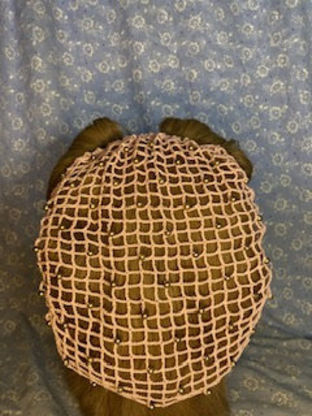 Thinner Handmade Crochet Beaded Snood/ Hairnet/ Filet à Cheveux in Pink ...