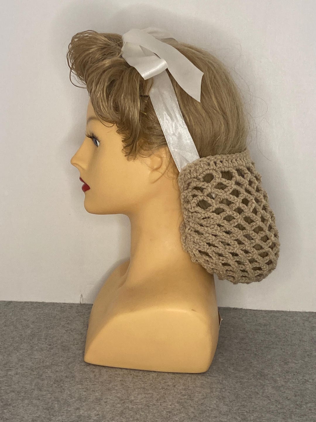 Handmade Crochet Half Snood With Ribbon in Beige/cream. - Etsy