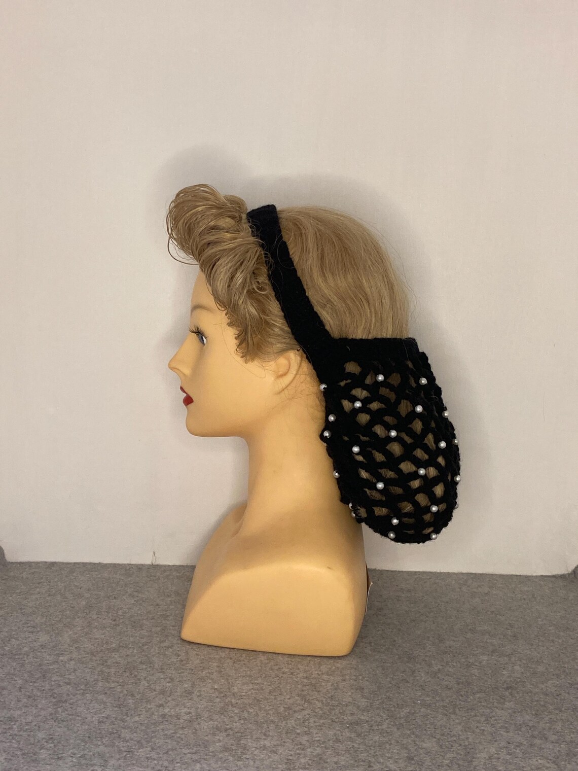Beaded Thicker Handmade Crochet Half Snood/hairnet/filet a Cheveux in ...