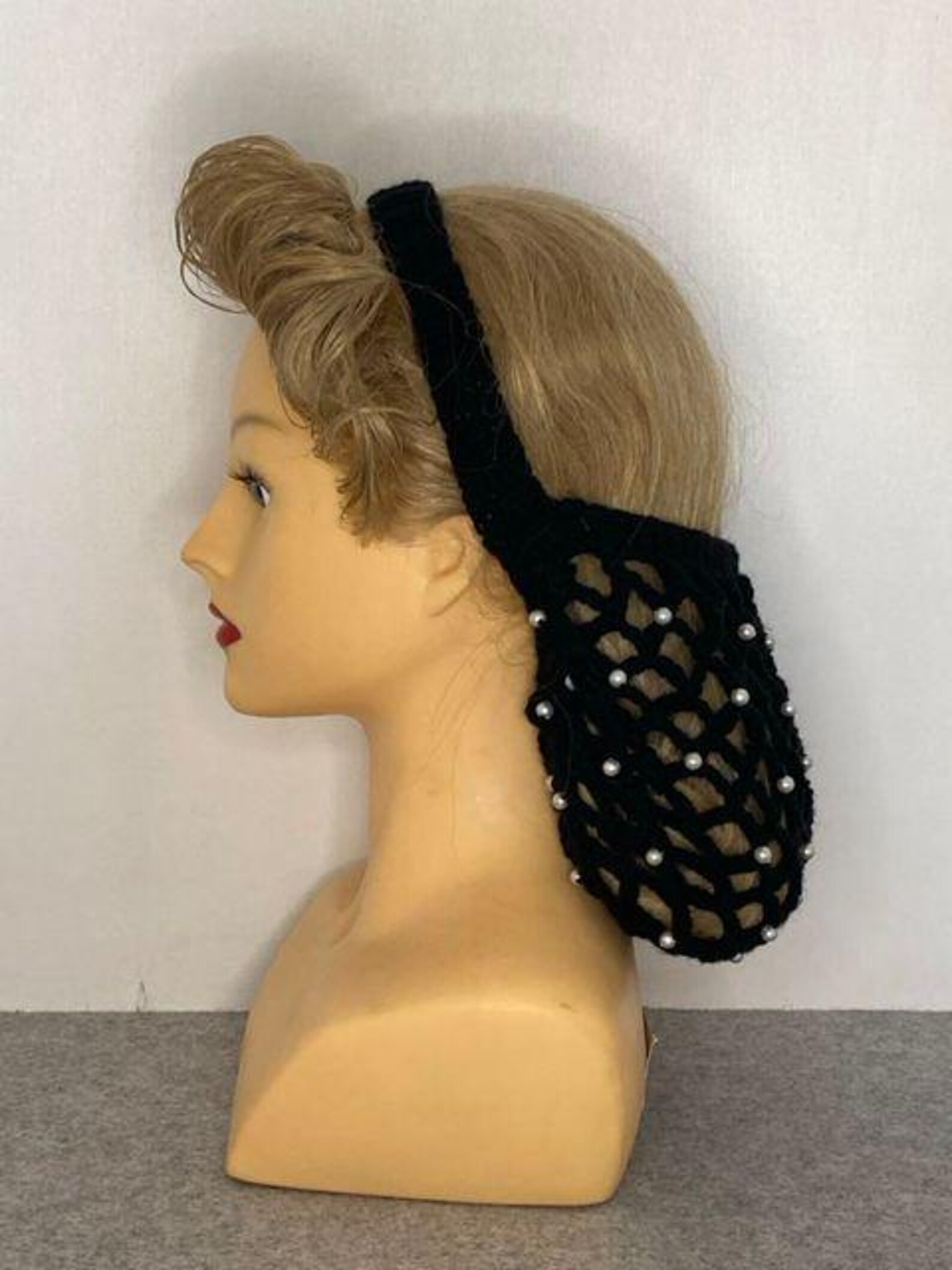 Beaded Thicker Handmade Crochet Half Snood/hairnet/filet a Cheveux in ...