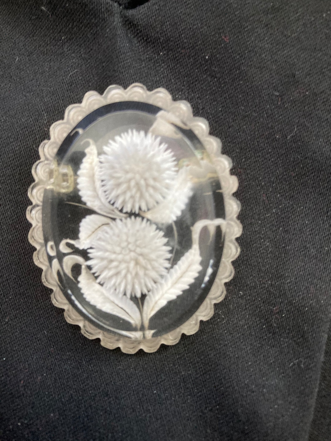 Vintage Circa 1920s Victorian Reversed Carved Lucite Brooch. - Etsy