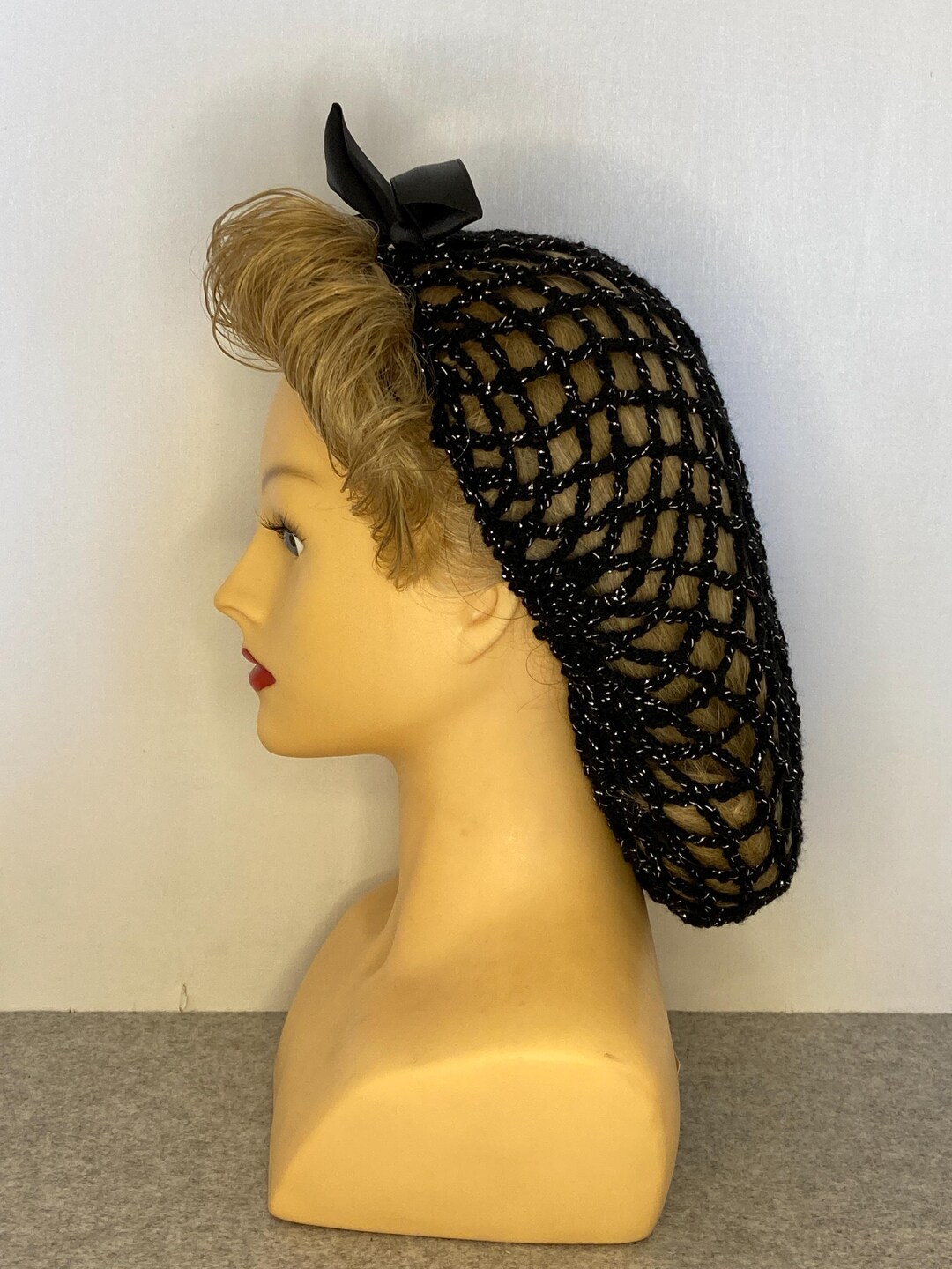 SPARKLE ALERT! Thicker Handmade Crochet Snood/hairnet/filet a Cheveux ...