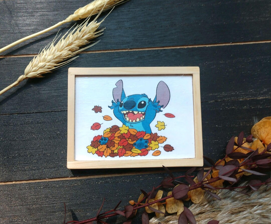 Stitch in Fall Leaves Tier Tray Decor - Etsy