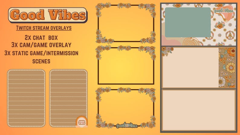 Twitch Stream Scenes and Overlays, Good Vibes Retro Stream Elements. - Etsy