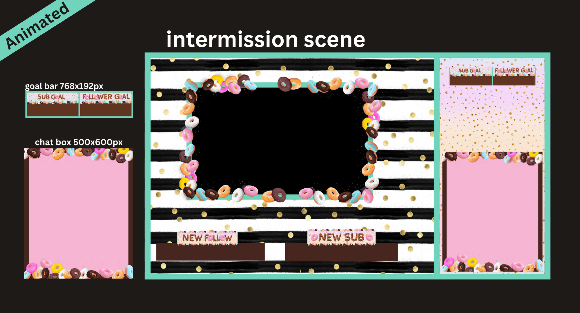 Twitch Streaming Overlays/donut Theme/twitch Scenes/ Donut Stream Overlays/donuts/donut Graphic ...