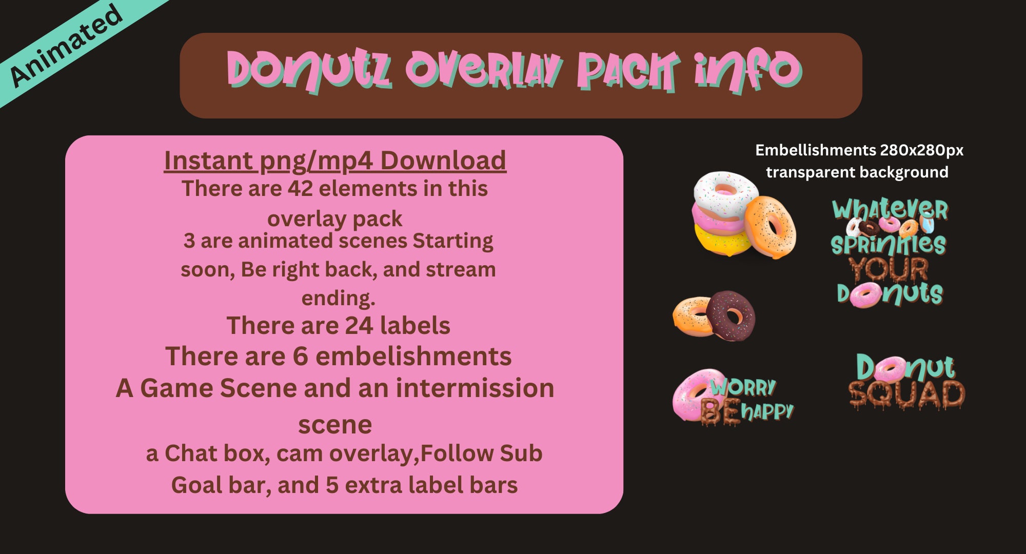 Twitch Streaming Overlays/donut Theme/twitch Scenes/ Donut Stream Overlays/donuts/donut Graphic ...