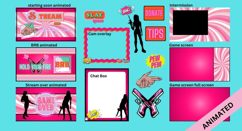 Pink/ Retro/ Gamer Girl/ Twitch Overlays /retro Overlay/ Pink Overlay ...