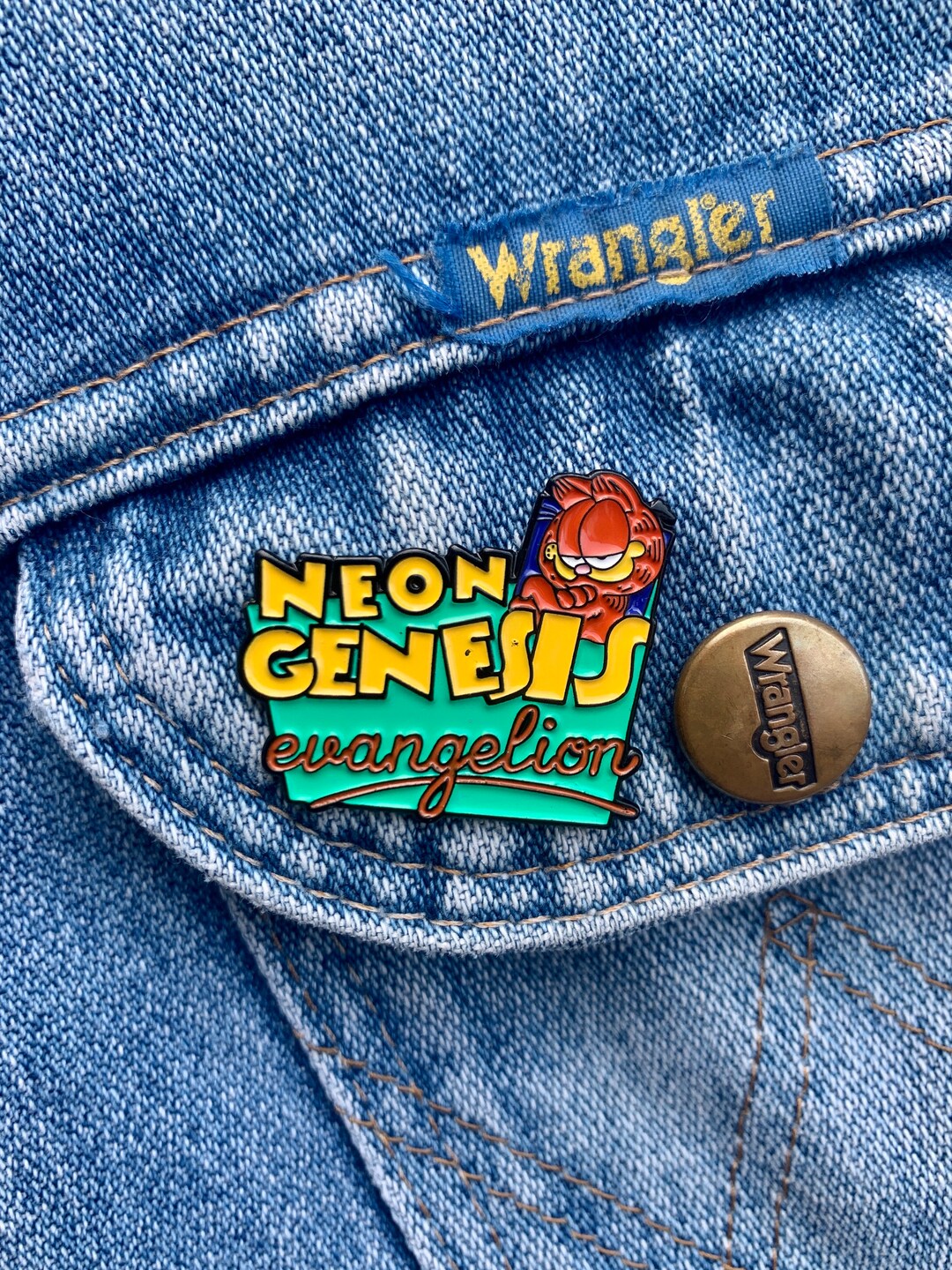 EVANGELION Shinji Ikari Garfield Meme Pin Badge Neon Genesis Evangelion ...