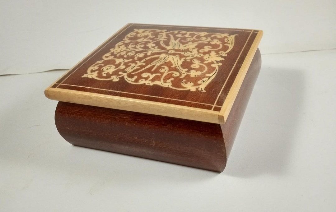 Hand Made. Vintage, Velvet Lined, Inlaid Wooden Jewelry Box - Etsy