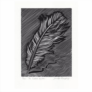 Feather Lino Print 'the Fabled Feather' by Jennifer Rampling - Etsy