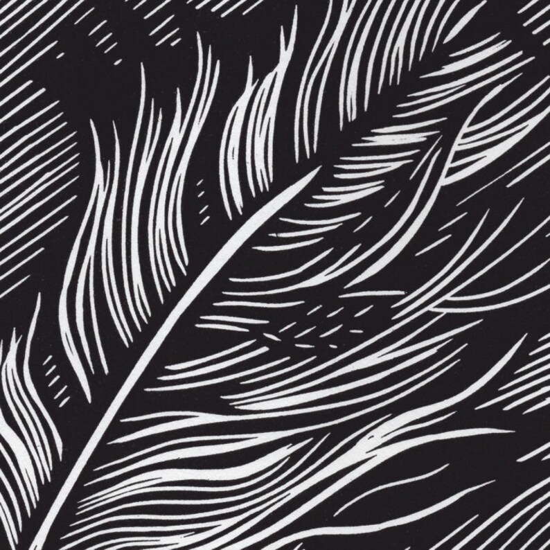 Feather Lino Print - 'the Fabled Feather' by Jennifer Rampling - - Etsy UK