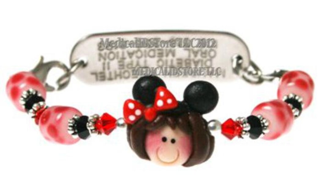 Minnie Mouse Girl Beaded Medical ID Replacement Bracelet Band - Etsy