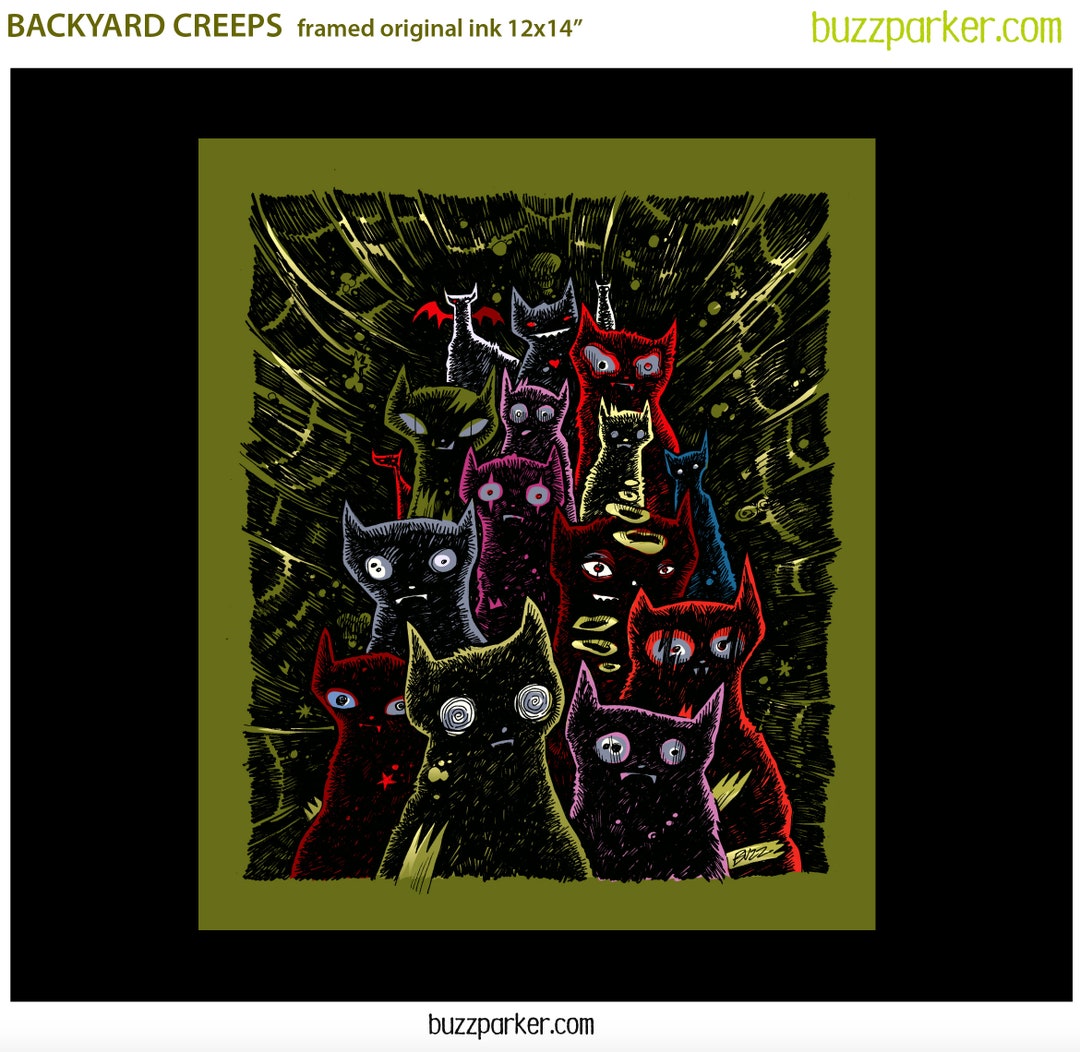 Backyard Creeps 13/50 12x12 Ink Drawing Print by Buzz Parker - Etsy