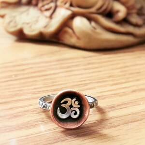 Om Symbol Ring Copper Bowl Ring Mixed Media Jewelry Ohm - Etsy