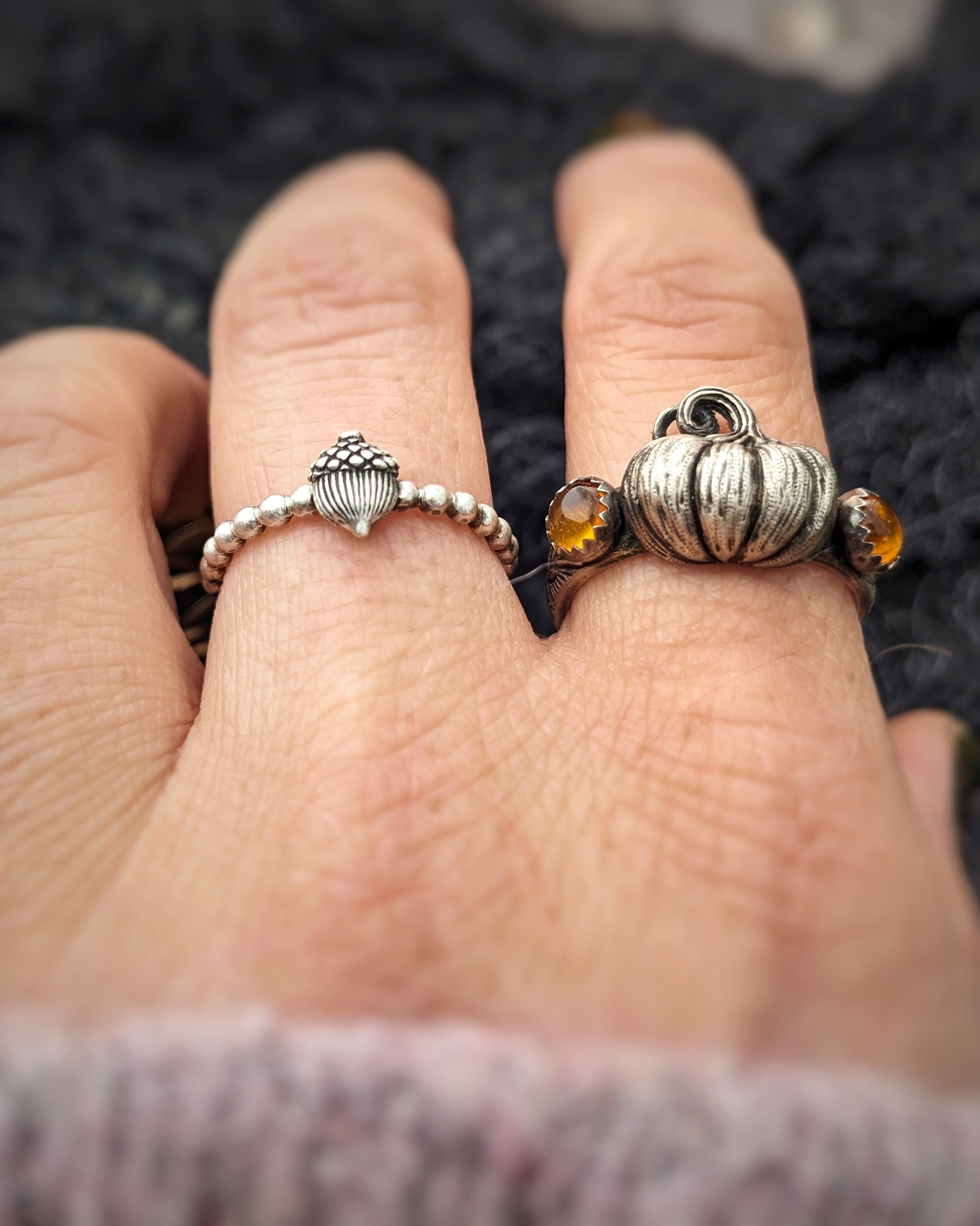 Sterling Silver Acorn Ring: Rustic Nature-inspired Jewelry - Etsy