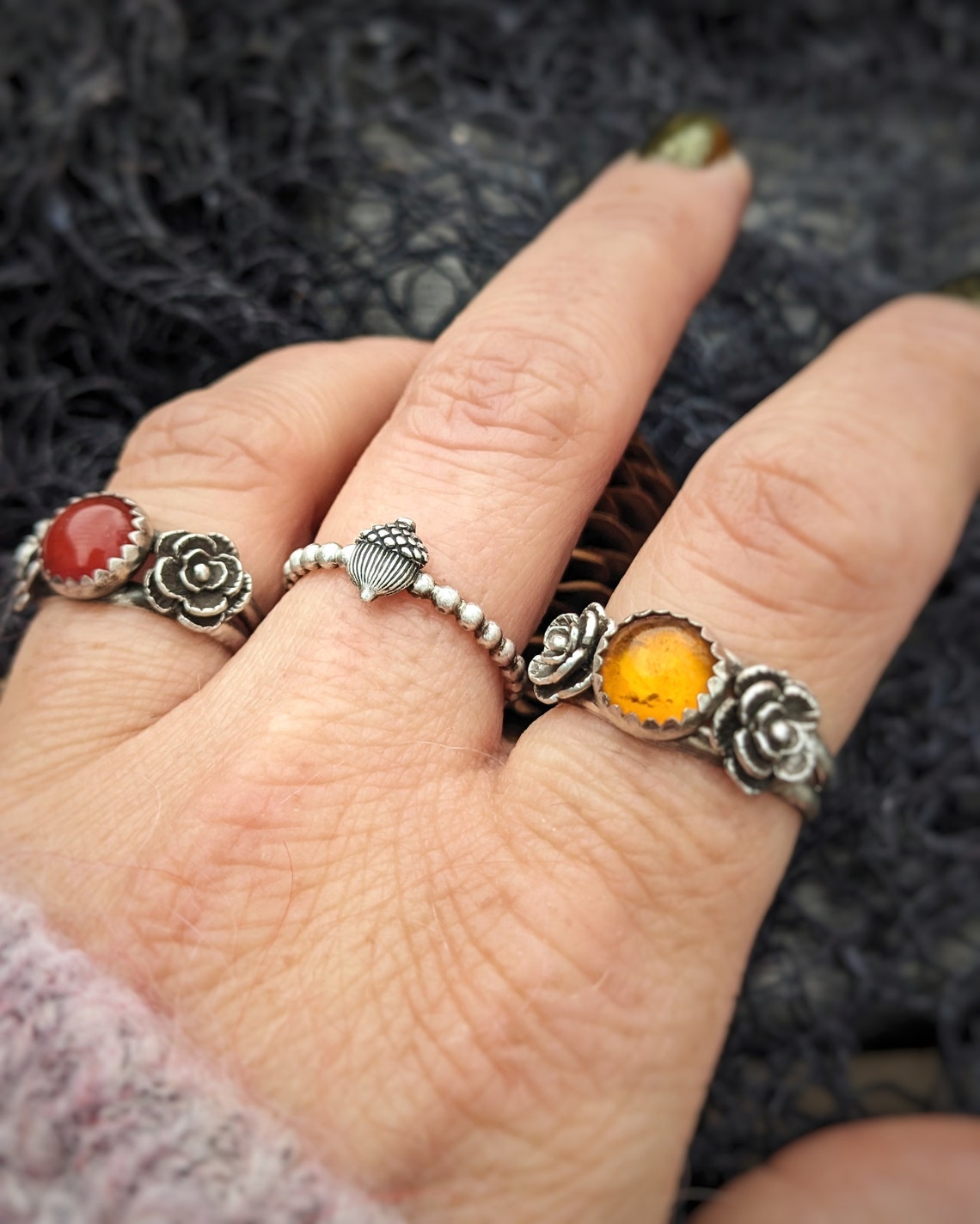 Sterling Silver Acorn Ring: Rustic Nature-inspired Jewelry - Etsy