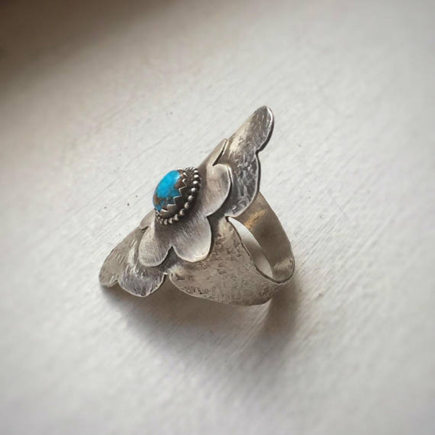 Turquoise Flower Statement Ring - as Seen on Fuller House - Etsy