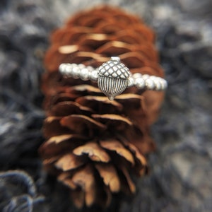 Sterling Silver Acorn Ring: Rustic Nature-inspired Jewelry - Etsy