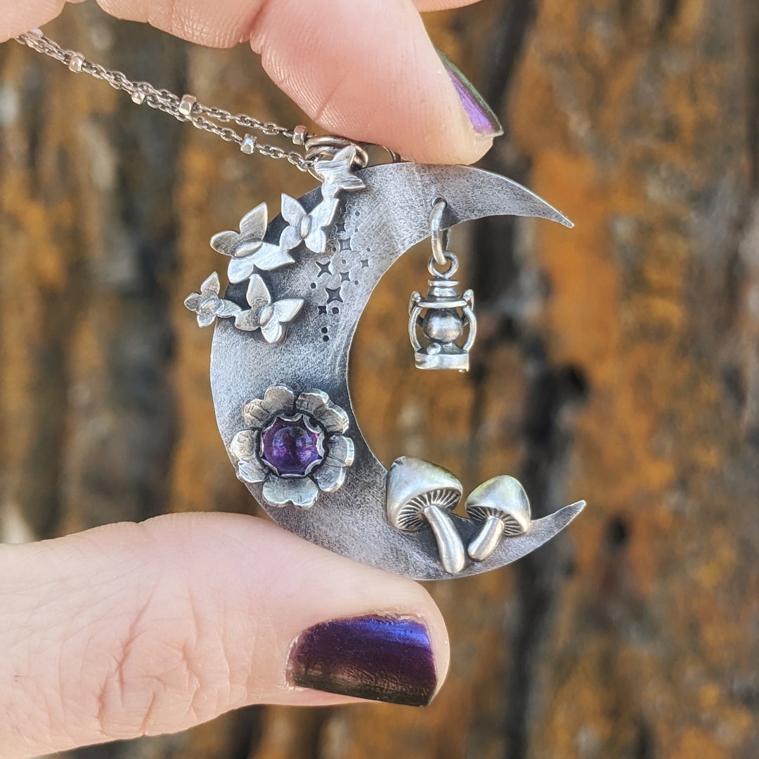 Crescent Moon Necklace, Customized Moon Necklace, Personalized Moon ...