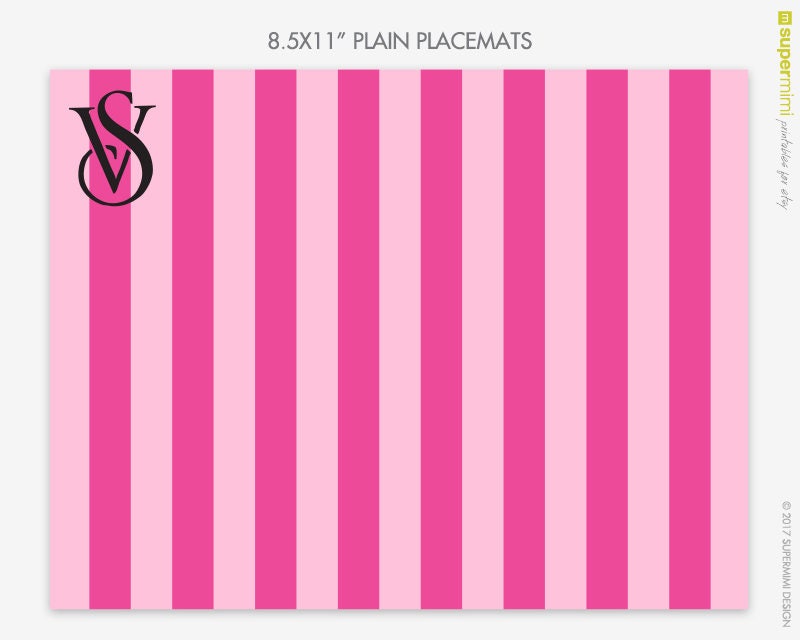 Victorias Secret Themed Pink Stripes Table Setting Place Mats | Etsy