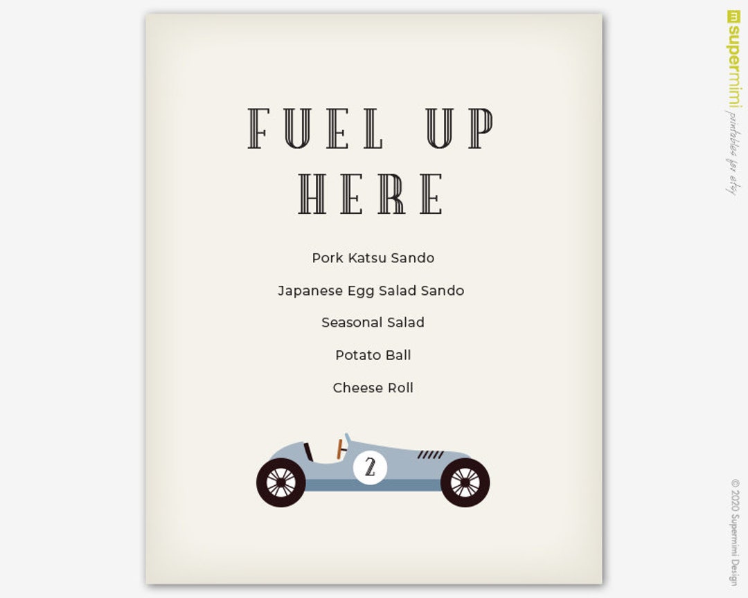 Vintage Retro Formula One Racers Birthday 8x10" Party Menu Sign ...