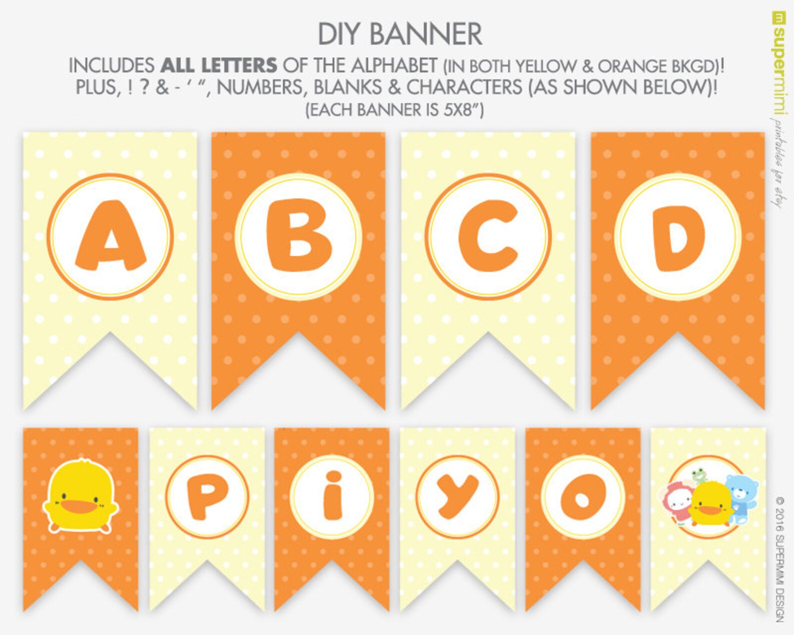 Cute Baby Yellow Piyo Piyo Chick Themed Banner A to Z / - Etsy