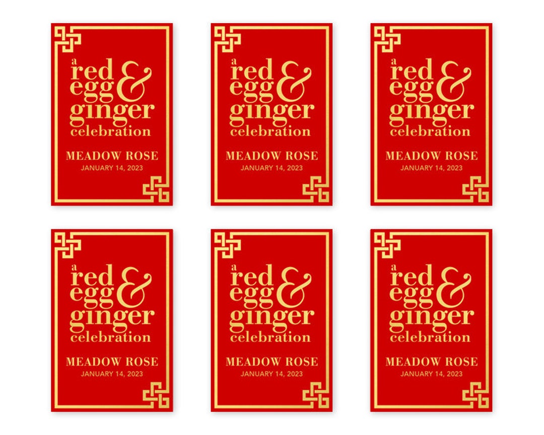 A Red Egg Ginger Celebration Favor Tags / Personalized Digital File - Etsy