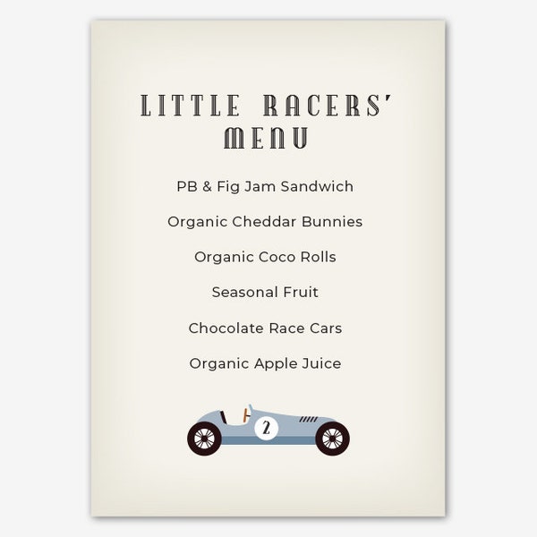 Cars Birthday Party Menu - Etsy
