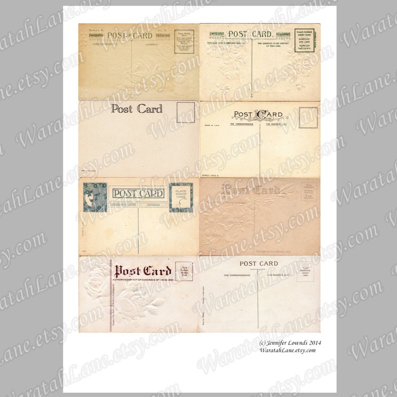 Blank Postcards Digital Collage Sheet Printable Postcard Tags - Etsy