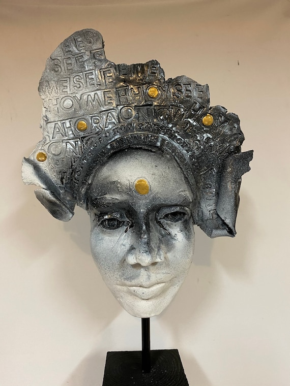 Ceramic mask with words | Etsy