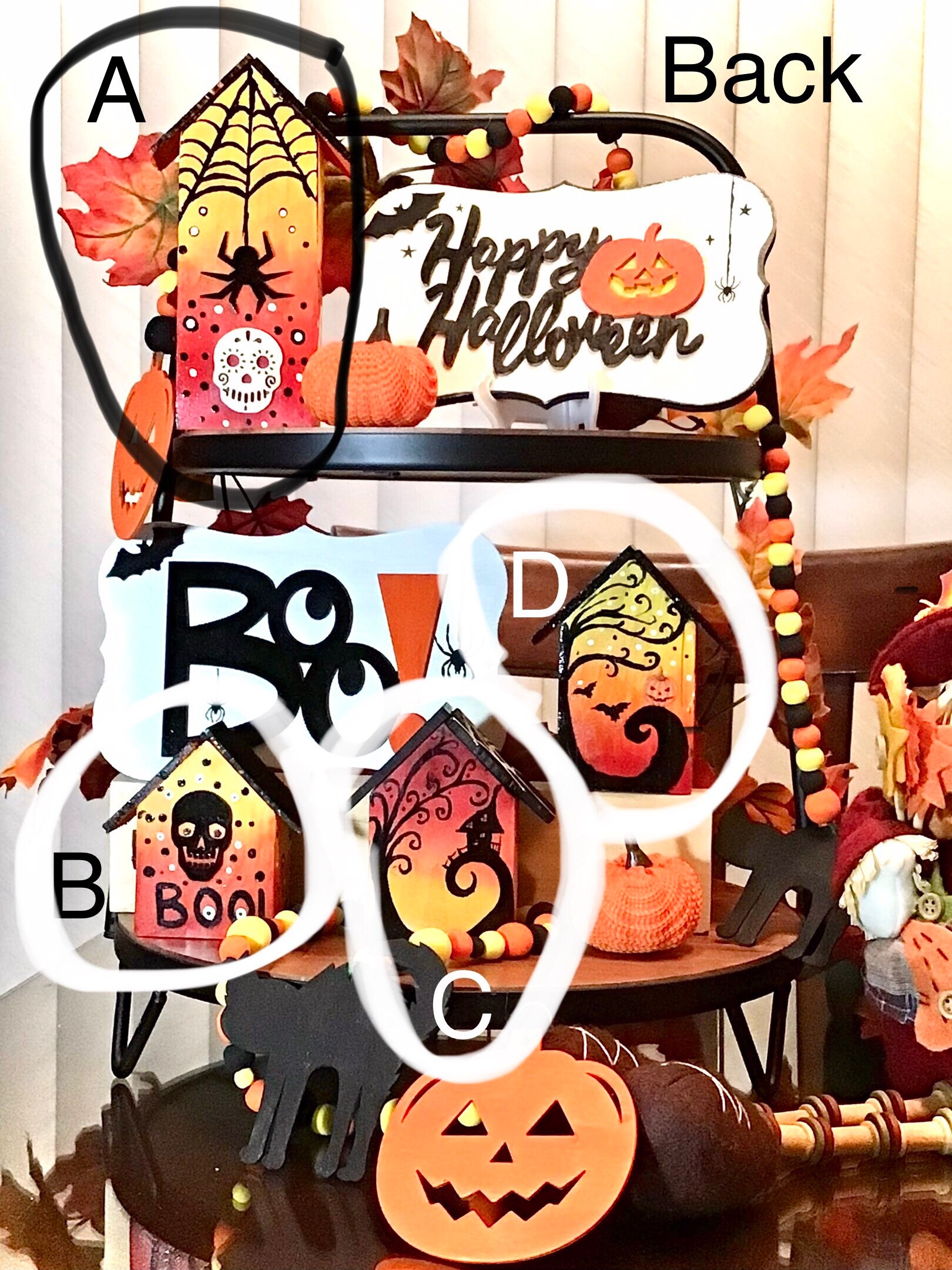 Spooky Halloween Wood Block Haunted House / Tiered Tray Decor Set ...