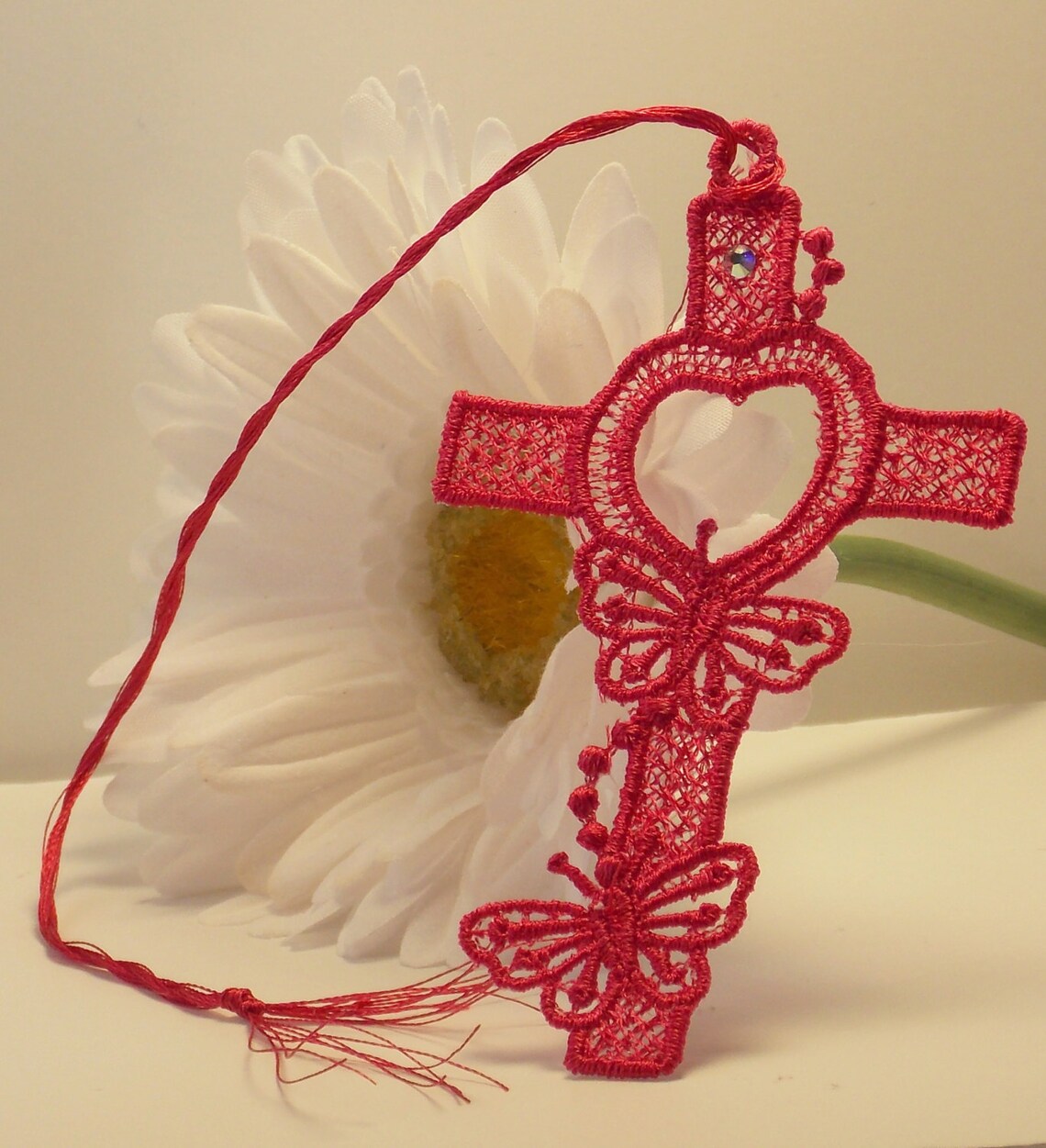 FSL Cross Bookmark // Embroidered Bookmark, Butterfly Bookmark - Etsy