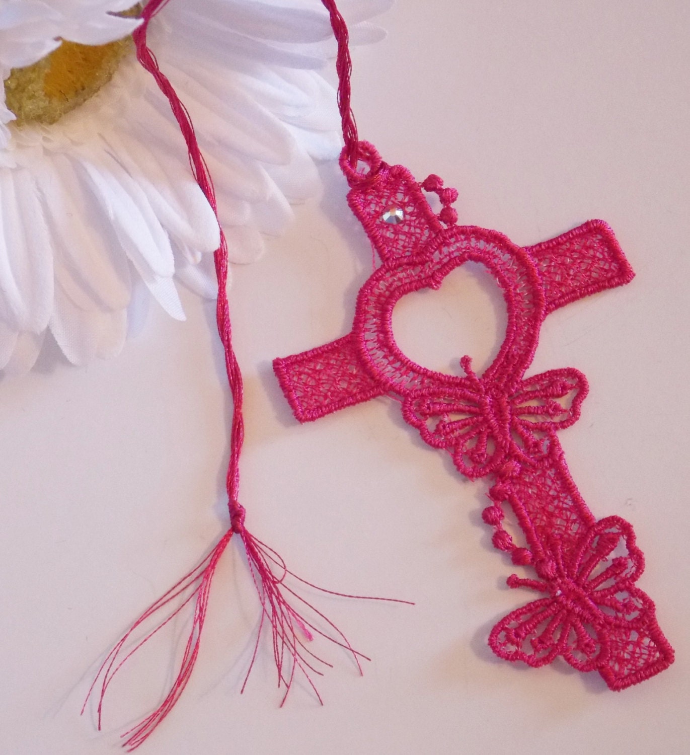 FSL Cross Bookmark // Embroidered Bookmark, Butterfly Bookmark - Etsy