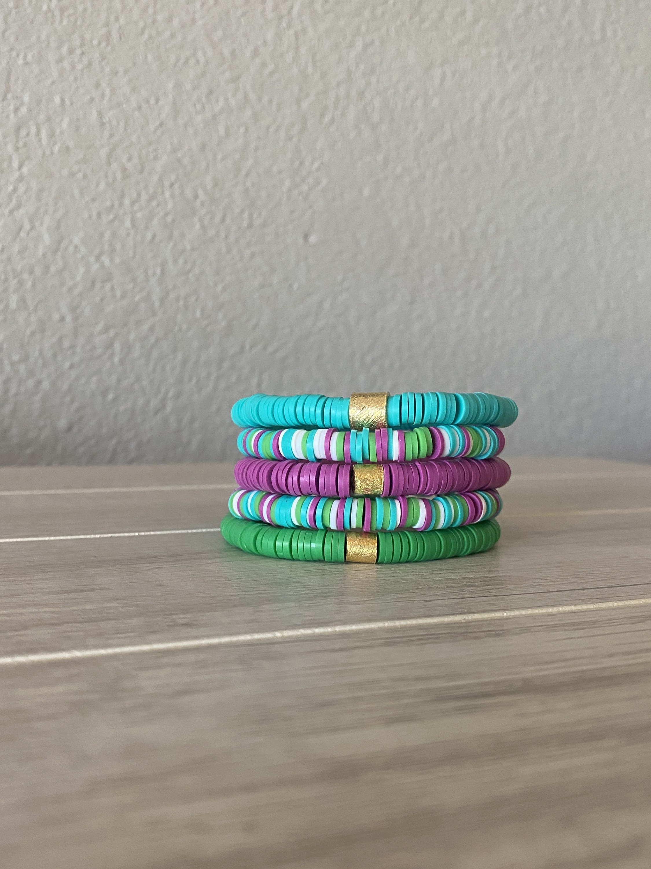 Aquarell Heishi Disc Stretch Armbänder 6mm personalisierte Vinyl Disc ...