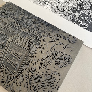 Lighthouse Linoleum Block Print 12 X 9. - Etsy