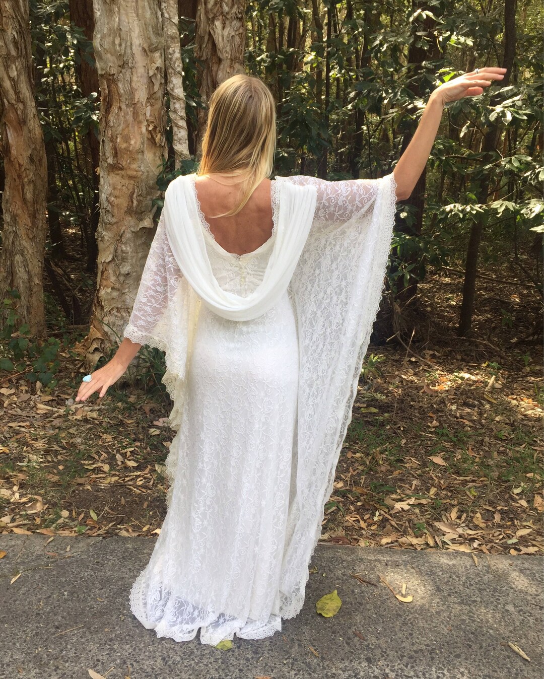 Angel Lace Handmade Beaded Bridal Kaftan Dress: Bohemian Angel Hood ...