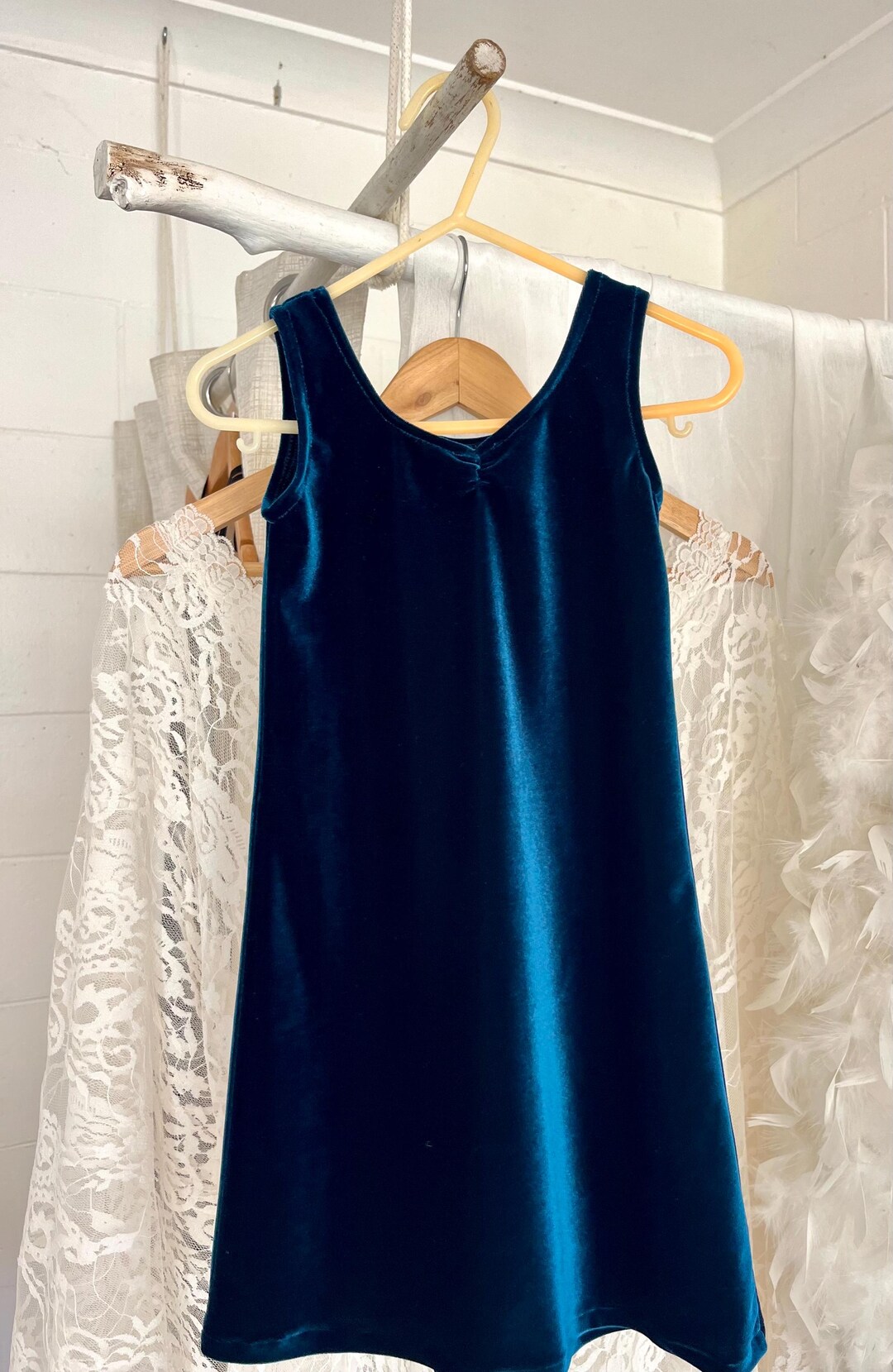 Retro Teal Blue Velvet Toddler Girls Dress - Etsy