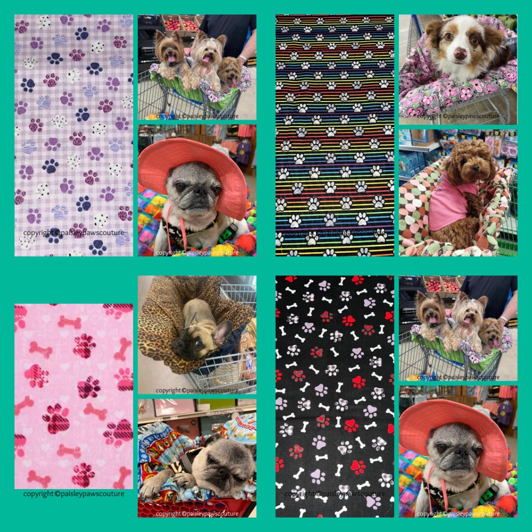 Fur Baby Shopping Cart Cover Reversible Paw Prints Paw and Bones With ...