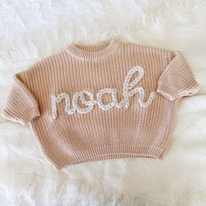 Hand Embroidered Name Sweater Personalized Baby Name Sweater - Etsy