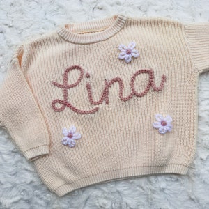 Hand Embroidered Name Sweater Personalized Baby Name Sweater - Etsy