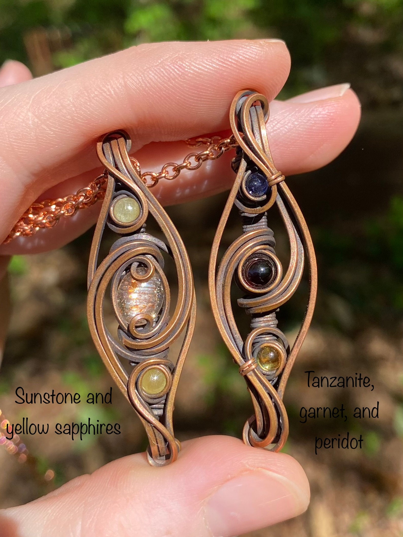 Triple Stone Wire Wrap Necklace Choose Your Necklace - Etsy