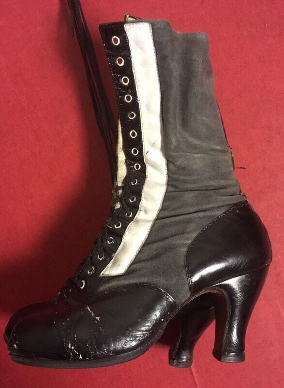 Boots Victorian Black Gray White Tie up Cancan Boots Size - Etsy