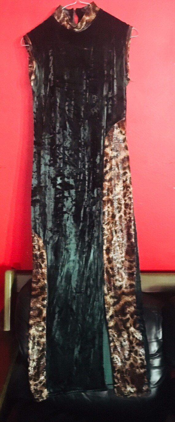 90s dress velour maxidress HighNeck sleeveless slimfit bodycon | Etsy