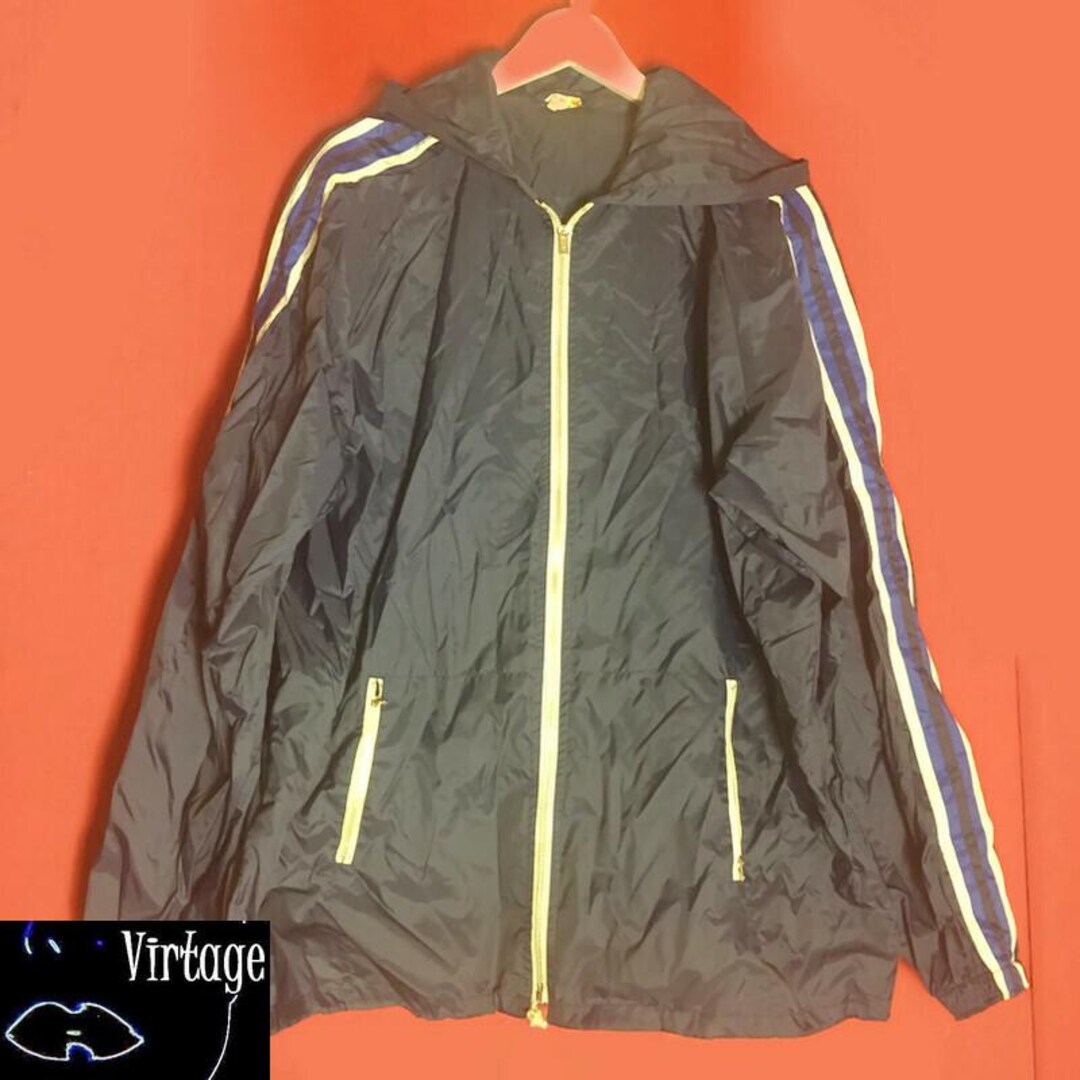 70s Windbreaker Blue Nylon Swishy Retro Vintage Shelljacket Oversize ...