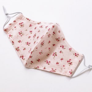 PINK Floral Face Mask With Filter Pockets for Kids & Adult. Reusable ...